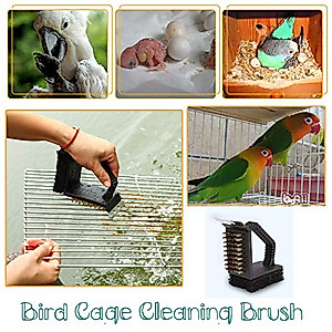 Bonaweite Bird Cage Cleaning Brush, Multi-Function Stainless Steel Triangle Birdcage Cleaner, Pet Supply Kennel Cage Accessory for Parrot Birds Dogs Cats …
