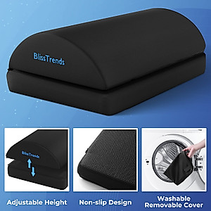 BlissTrends Foot Rest for Under Desk at Work-Versatile Foot Stool with Washable Cover--Comfortable Footrest with 2 Adjustable Heights for Car,Home and Office to Relieve Back,Lumbar,Knee Pain-Black