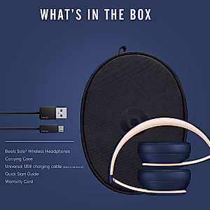 Beats Solo3 Wireless On-Ear Headphones - Apple W1 Headphone Chip, Class 1 Bluetooth, 40 Hours of Listening Time, Built-in Microphone - Club Navy (Latest Model)