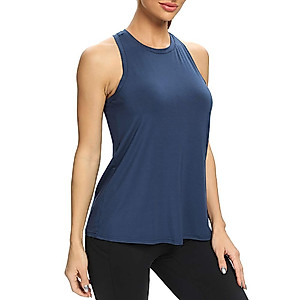 Bestisun Long Gym Exercise Athletic Tops Racerback Sports Shirts Yoga Dance Clothing Navy Blue XL