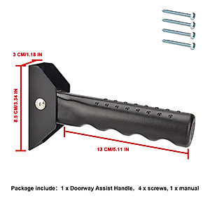 iGuerburn Doorway Flip Assist Handle, Door Assistant Support Grip Handle, Doorway Stair Assist Grab Bar for Elderly or People Who with Balance Issues - Supports Up to 300 Pounds (Black)