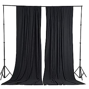 BalsaCircle 10 ft x 10 ft Black Polyester Photography Backdrop Drapes Curtains Panels - Wedding Decorations Home Party Reception Supplies