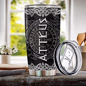 WONWIX Personalized Dragon Viking Tumbler Gifts for Men Dad Husband Friends Dragon Lovers Insulated Stainless Steel 20oz With Lid Travel Cup Coffee Mug Water Bottle Gift