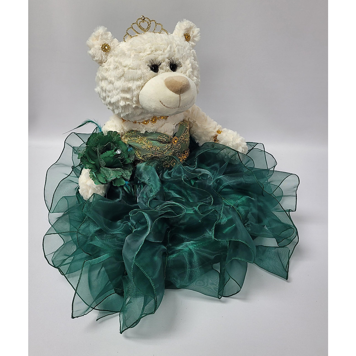 KINNEX COLLECTIONS SINCE 1997 20" Quince Anos Quinceanera Last Doll Teddy Bear with Dress (Centerpiece) ~ ARC16831-33R (Emerald Green)