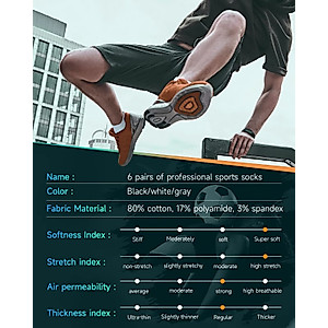 TANSTC Socks for Women & Men 6 Pairs, No-Show Running Socks, Ankle Socks Athletic Cushioned Breathable Low Cut Tab With Arch Support