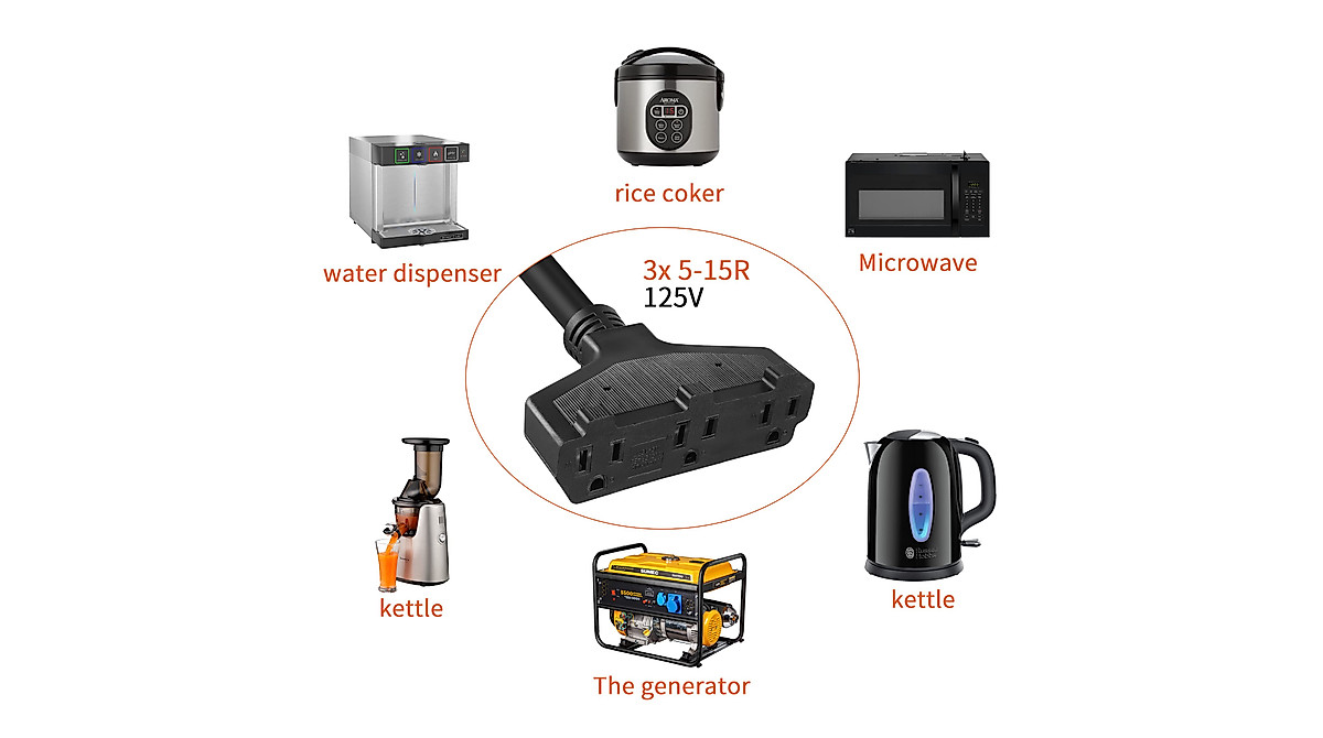 30Amp Generator Power Cord YACSEJAO 1.5FT 10AWG NEMA L5-30P to 3 Outlet ...