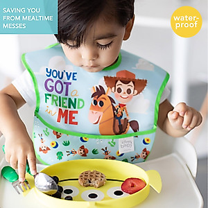 Bumkins Bibs, Disney Toy Story Baby Bibs for Girl or Boy, SuperBib Baby and Toddler Bib for 6-24 Months, Baby Bib for Eating, Feeding Bib, Waterproof Fabric