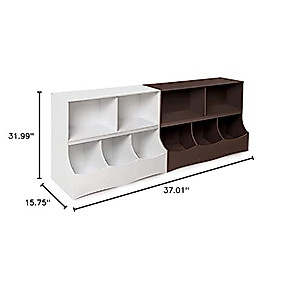 Multi-Bin Storage Organization 2 Shelf and 3 Bin Cubby Unit