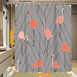 bisibuy Tropical Animal Flamingo Shower Curtain Fabric Bath Curtain Set with Hooks Decorative Bathroom Curtains Machine Washable 72Wx72H Inches