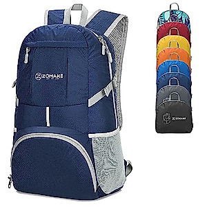 ZOMAKE Lightweight Packable Backpack 35L - Light Foldable Backpacks Water Resistant Collapsible Hiking Backpack - Compact Folding Day Pack for Travel Camping(Navy Blue)