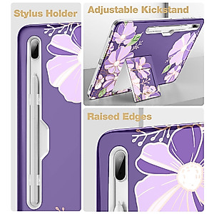 SURITCH for Samsung Galaxy Tab S7 FE Case for Tablet S7+ Plus, S8+ Plus, Built-in Screen Protector & S Pen Holder Full Body Shockproof Protective Cover with Foldable Kickstand, Purple Cosmos