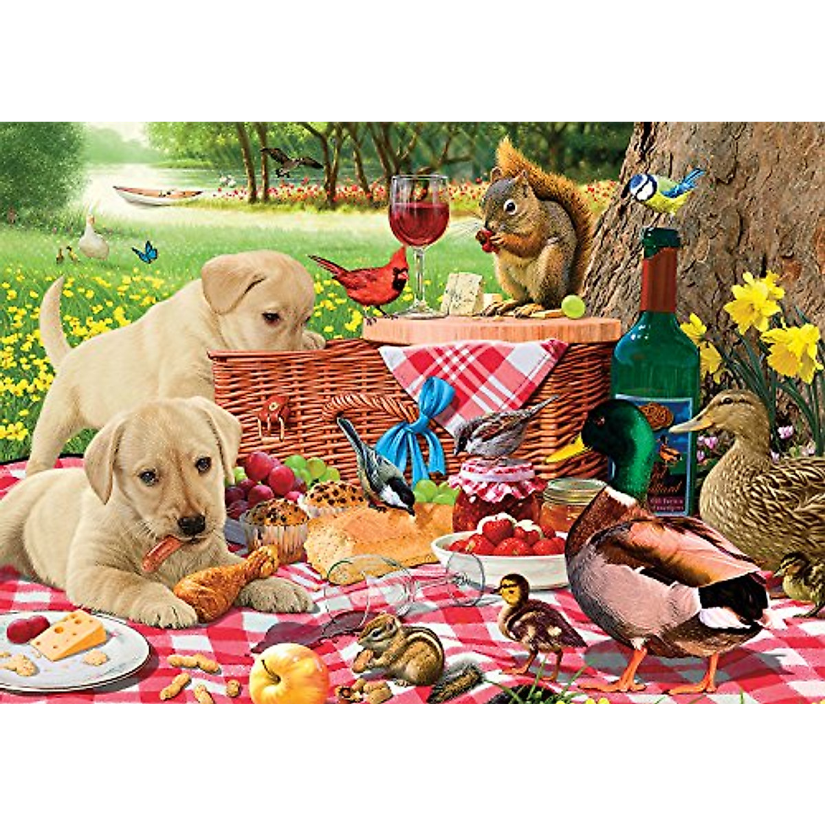 Buffalo Games - Picnic Raiders - 300 LARGE Piece Jigsaw Puzzle , Red