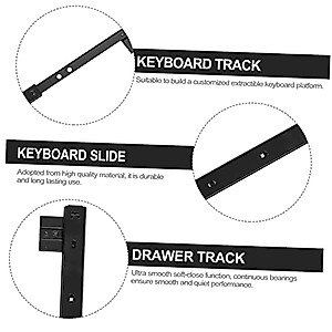 Didiseaon 2 Pairs Keyboard Rails Cabinet Slides Keyboard Under Keyboard Drawer Under Desk Slide Keyboard Stand Adjustable Keyboard Slide Keyboard Tray Design Rack Computer Desk Office Steel