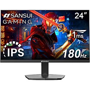 SANSUI 24 Inch Gaming Monitor 180Hz, DP 1.4 & HDMI 2.0 Ports IPS Panel High Refresh Rate Computer Monitor, Racing FPS RTS Modes, 1ms Response Time 110% sRGB (ES-G24F4, HDMI Cable Included)