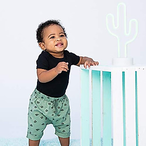 Lamaze Baby Boys' Super Combed Natural Cotton Athletic Style Shorts, 2 Pack, Gray/Green, 12 Months