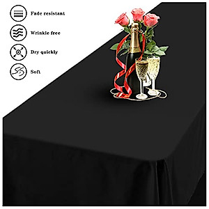 6 Pack Tablecloth 60 x 126 inch Polyester Table Cloth for 8 Foot Rectangle Tables,Stain and Wrinkle Resistant Washable Fabric Table Covers Polyester Black Table Clothes for Wedding,Party,Banquet