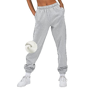 AUTOMET Women’s 2024 Fall Pants Clothes Casual Straight Leg Cute Sweatpants Athletic Trendy Fashion Winter Y2K Outfits Grey