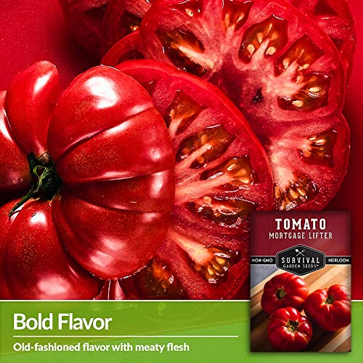 Survival Garden Seeds - Mortgage Lifter Tomato Seed for Planting - Pack with Instructions to Plant and Grow Huge Delicious Tomatoes in Your Home Vegetable Garden - Non-GMO Heirloom Variety or Planting