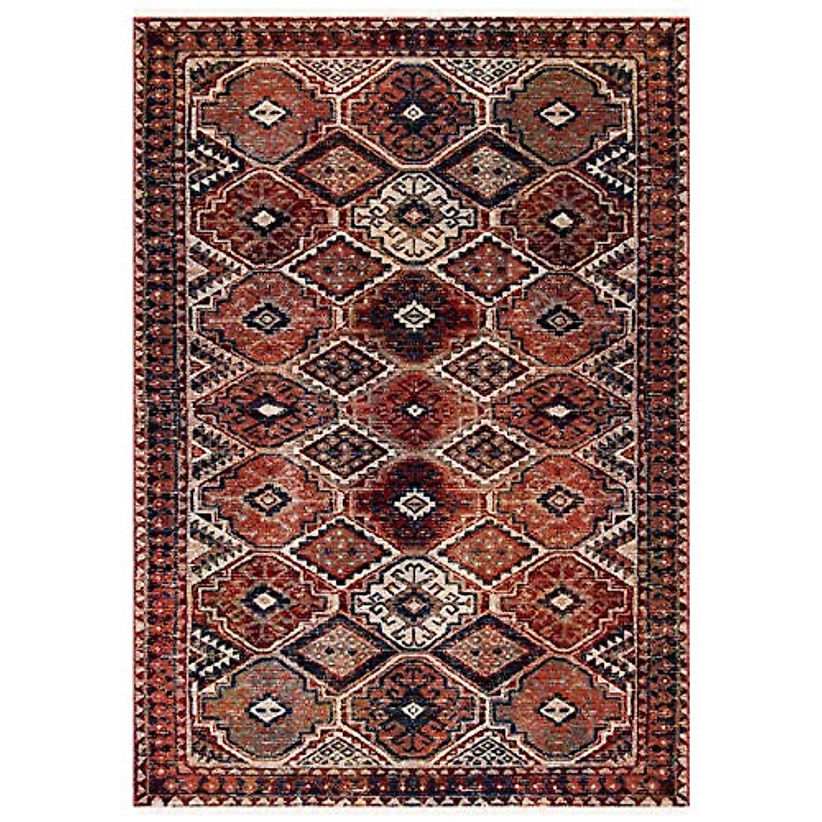 SAFAVIEH Herat Collection Area Rug - 8' x 10', Rust & Creme, Traditional Distressed Design, Non-Shedding & Easy Care, Ideal for High Traffic Areas in Living Room, Bedroom (HRT315A)