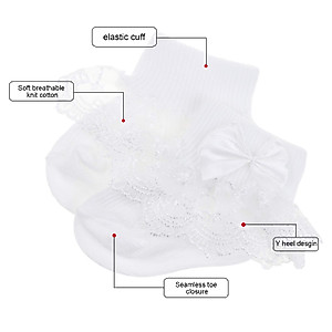 BQUBO Baby Girls Socks Eyelet Ruffle Lace Sock Cute Bow-knot Socks Newborn/Infant/Toddlers/Kids Frilly Summer Thin Dress Sock