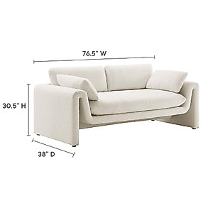 Modway EEI-6381-IVO Waverly Boucle Fabric Sofa, Ivory