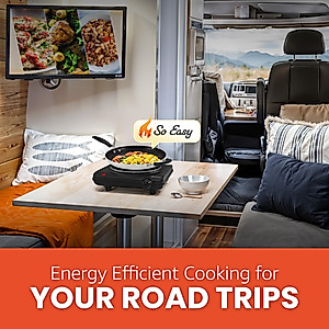 Elite Gourmet ESB-301BF Countertop Single Cast Iron Burner, 1000 Watts Electric Hot Plate, Temperature Controls, Power Indicator Lights, Easy to Clean, Black