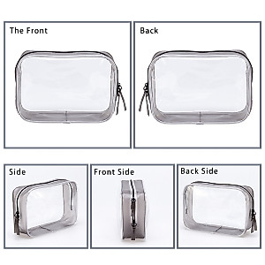 BEFORYOU 5 Packs Clear Toiletry Carry Pouch with Zipper Portable TSA Approved Plastic Waterproof Cosmetic Bag for Vacation Travel Bathroom and Organizing (5 Large)