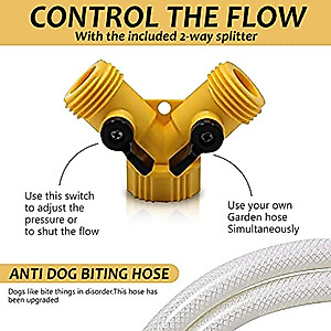 Dogsshopdaily Outdoor Automatic Dog Water Dispenser – Premium Step Water Toy Push Button – Practical Water Toys for Dogs – Pet Fountain with 40-inch Hose and Y Valve Adapter, White