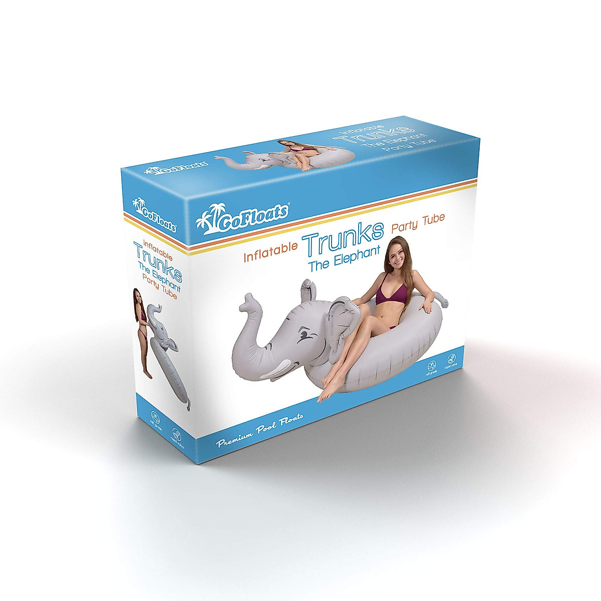 GoFloats Elephant Pool Float Party Tube - Inflatable Rafts for Adults & Kids