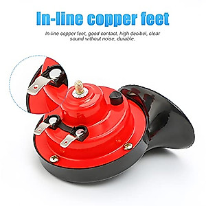 Super Loud Train Horns, 12V Waterproof Durable Car Air Electric Snail Horn, Raging Sound Air Horns Replacement Kit, Automotive Accessories Universal for Car, Motorcycle, Truck, Bike, Boat (Red)