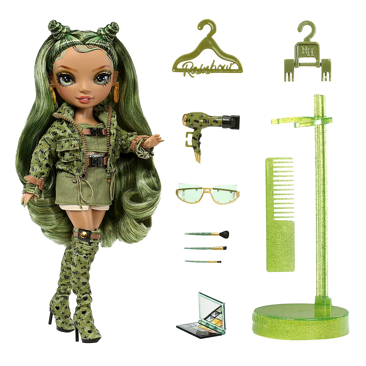Rainbow High Olivia- Camo Green Fashion Doll. Fashionable Outfit & 10+ Colorful Play Accessories. Great Gift for Kids 4-12 Years Old and Collectors.