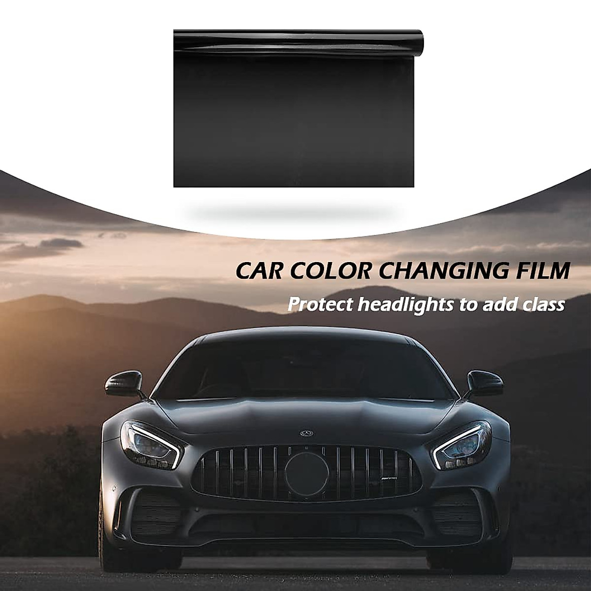 12 X 48inch Car Light Tint Film, Cuttable&Stretchability Car Headlight Taillight Fog Light Vivid Vinyl Wrap Protector,Non-Marking Self-Adhesive Decals Car Decor (Matte Black)