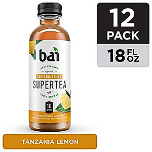 Bai Iced Tea, Tanzania Lemon, Antioxidant Infused Supertea, Crafted with Real Tea (Black Tea, White Tea), 18 Fluid Ounce Bottles, (Pack of 12)
