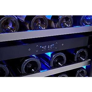 Zephyr Presrv 24" Wine Fridge ADA Dual Zone Under Counter - Countertop Mini Wine Cooler Cellars Small Cabinet Wine Refrigerator Home Bar Chiller Freestanding with Glass Door - 37 Bottles 750ml