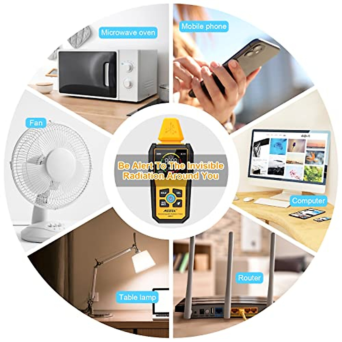 EMF Meter MESTEK Electromagnetic Field Radiation Detector Handheld Digital LCD EMF Reader, Temperature Detector,Tester for Home EMF Inspections, Office, Outdoor and Ghost Hunting
