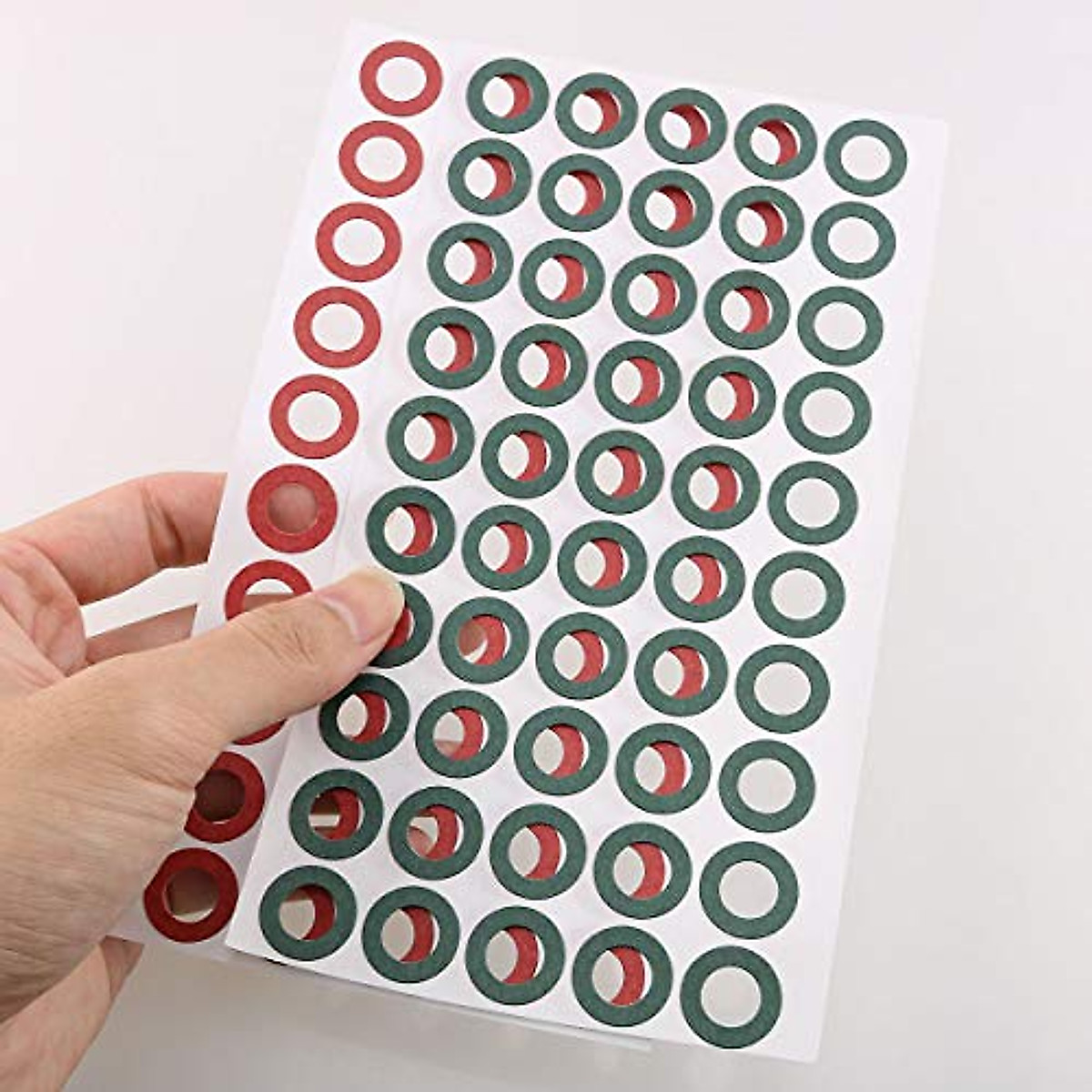 E-outstanding 18650 Battery Insulator Gasket 100PCS 18650 Lithium Battery Insulator Rings Hollow Paper Pad Electrical Insulation Ring Adhesive Cardboard Sticker Red and Green