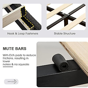 VECELO Queen Size Bed Frame Upholstered Platform Beds with Height Adjustable Teddy Fabric Headboard, Strong Wood Slats, 7.9'' Under Bed Space, Noise-Free, No Box Spring Needed, Black