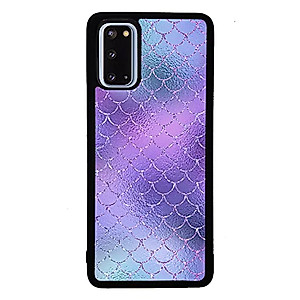 Purple Teal Mermaid Scales Skin Black Rubber Phone Case Compatible With Samsung Galaxy S23 S23+ Ultra S22 S22+ S21 S21FE S21+ S20FE S20+ S20 Note 20 S10 S10+ S10e