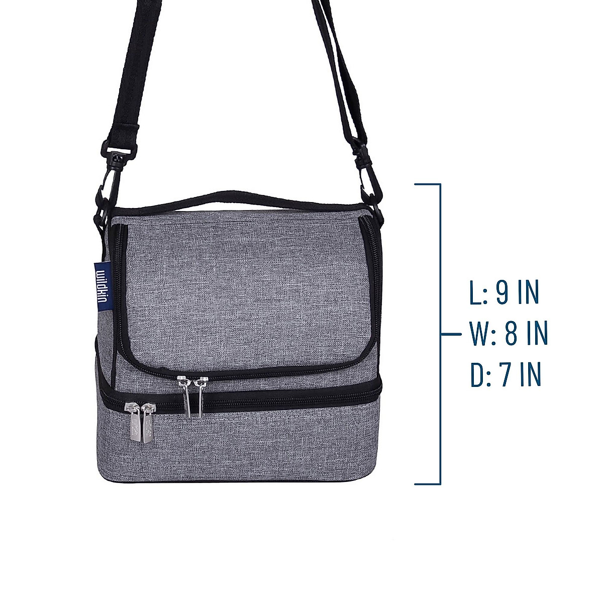 Wildkin Two Compartment Insulated Lunch Bag for Kids – School & Travel Ready - Gray Tweed