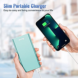 BONAI Portable iPhone Charger 12000mAh Portable Power Bank USB C High Speed 3.0A in/Out Compatible with iPhone 13/12 Samsung iPad - Mint (8-pin Charging Cable Included)