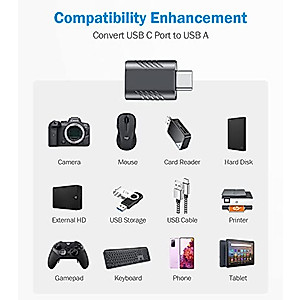 USB to USB C Adapter [2 Pack], USB C Adapter, USB C Male to USB3 Female Adapter Data Transfer,USB Type C to USB Adapter Compatible with MacBook & iPad Pro, More Type C and Thunderbolt 3 Devices, Black