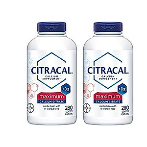 Citracal - Calcium Citrate with Vitamin D3 - 2 Bottles, 280 Caplets Each