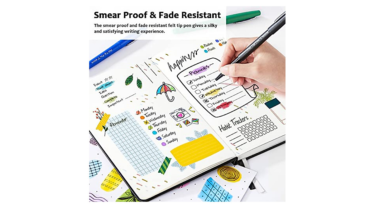 Lelix 15 Colors Felt Tip Pens | Journaling & Art Supplies