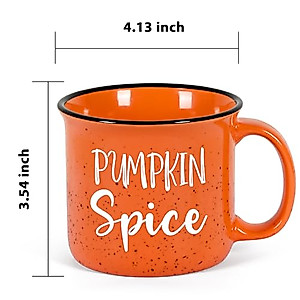 YHRJWN - Fall Coffee Mug, Pumpkin Spice Coffee Mug, Autumn Mug, Fall Cup, Thanksgiving Halloween Mug, Fall Autumn Decor, Thanksgiving Christmas Gifts for Women Men, Orange 15 Oz