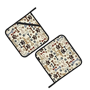 Dog Paw Pot Holders for Kitchen Heat Resistant Potholders for Cooking Baking Grilling Microwave