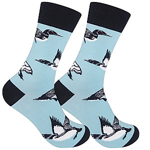 FUNATIC Loon Dress Socks for Men and Women | Animal Lover Gift Idea with Wildlife Picture | Best National Park Day Accessory Attire | Zoo Apparel Party Present Supplies | Fun Nature Saying Accessories