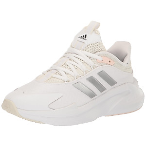adidas Women's Alphaedge + Sneaker, White/Silver Metallic/Wonder Quartz, 10