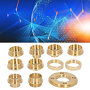 BTER Router Template Guide Set, 11pcs Solid Brass Template Guide Bushing Set, Portable Router Guide Bushing Kit with Carrying Case, Lock Nuts & Template Guide Adapter for Hinge Routing, Dovetailing