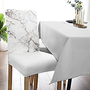 Chair Protector Seat Covers Gray Marble Agate Crack on White Stretch Removable Dining Room Chair Cover Set of 6,Abstract Stripes Art Slipcovers for Kitchen Party Hotel Wedding