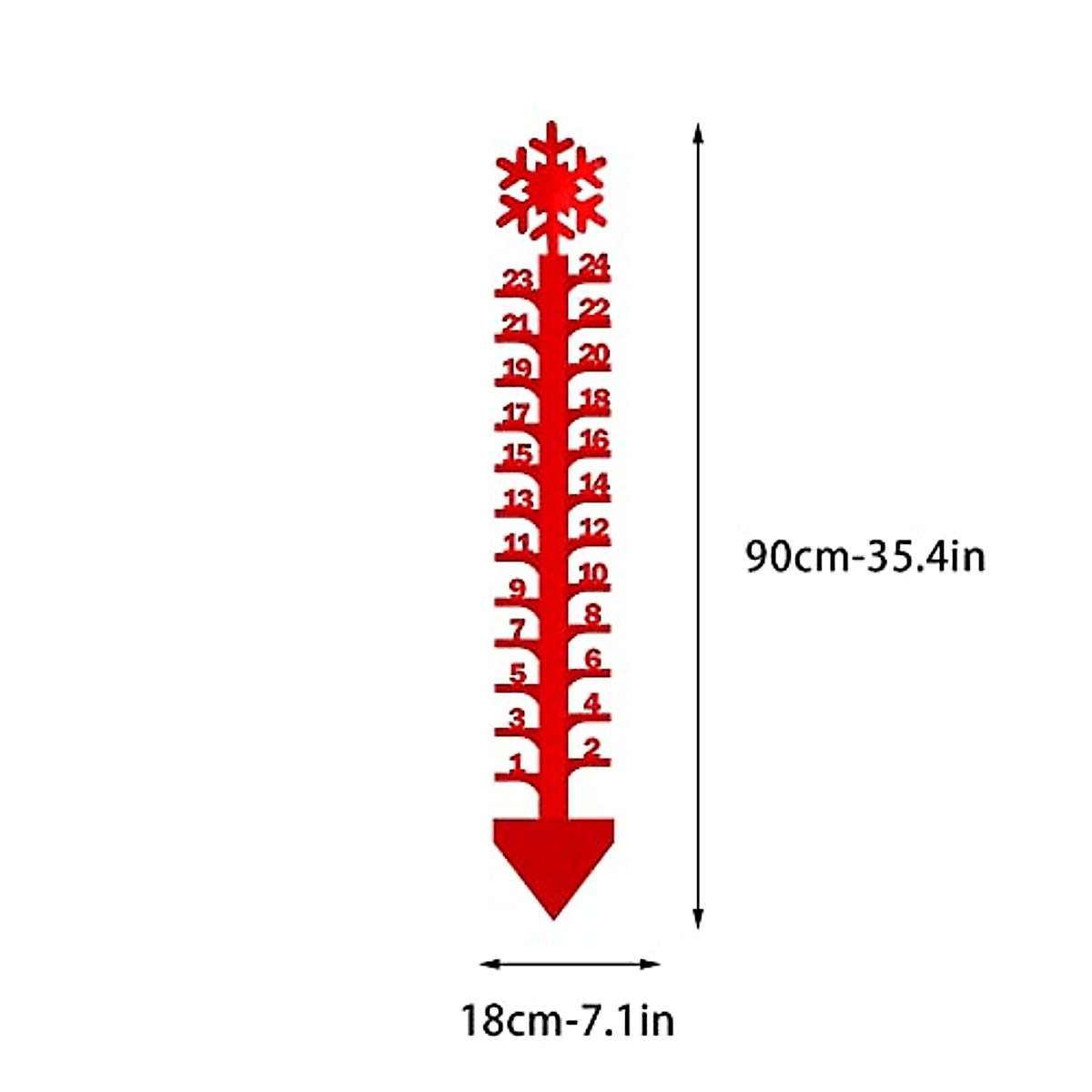 Snow Gauge Outdoor, Snow Measuring Stick Outdoor, 24 Inch Iron Art Snow Gauge, Handmade Metal Snow Measuring Device Outdoor Rain Snow Depth Gauge for Yard Garden Lawn Decor (Snowflake/Red)
